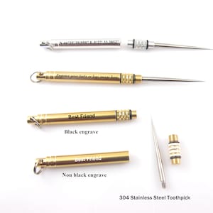 Personalized Toothpick Custom Brass Toothpick Engraved Stainless Steel ...