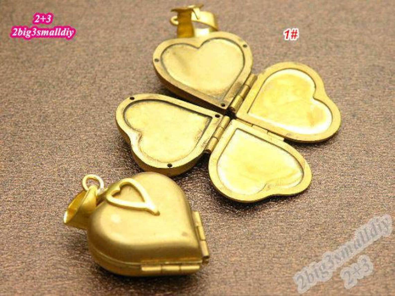 Pure Brass Four Photos Heart Shape Locket Necklace With Gold - Etsy