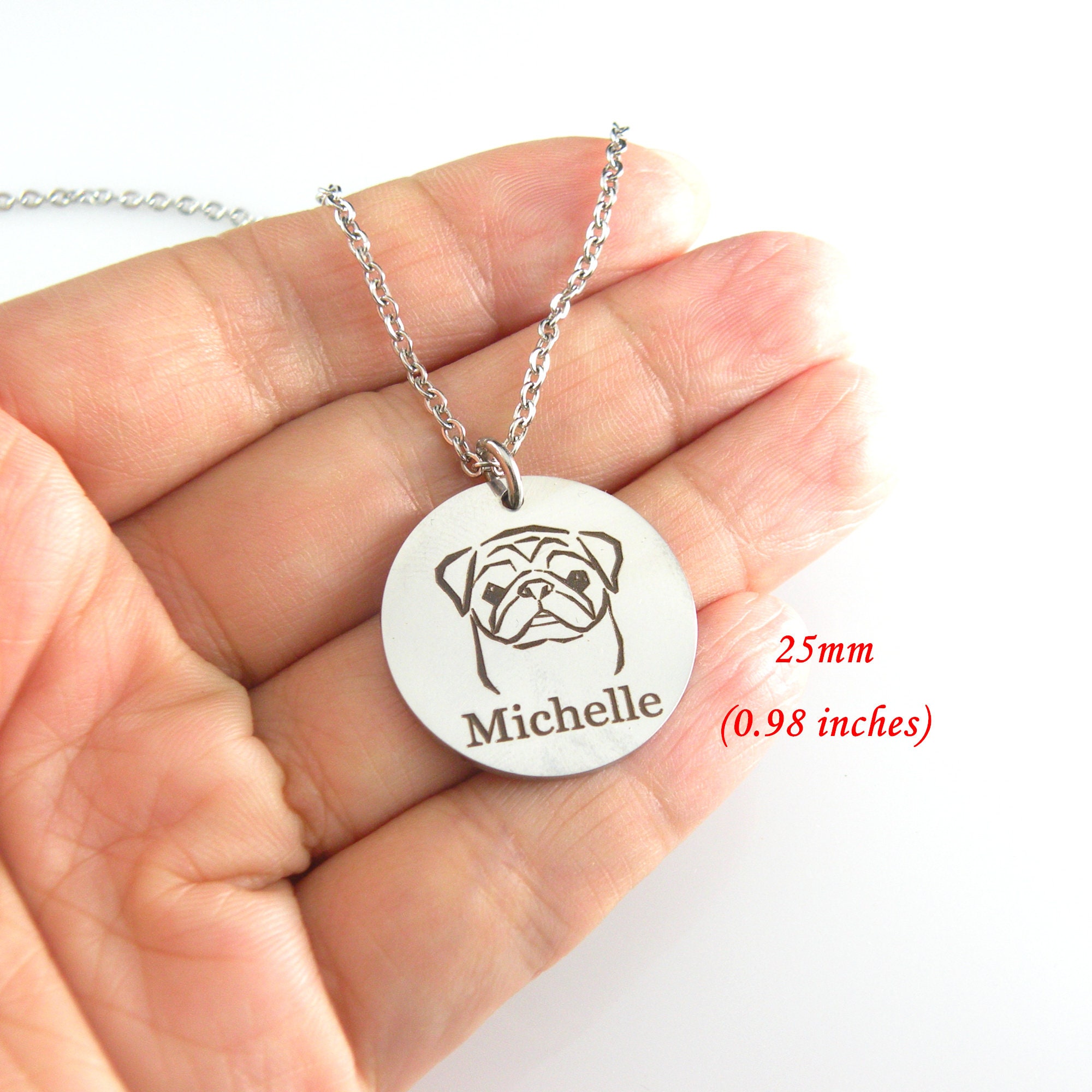 Personalized Pet Portrait Necklace Custom Dog Name Necklace Engraved ...