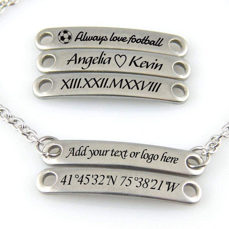 Personalized Bar Charms Custom Name Bar Hand Chain Engraved - Etsy