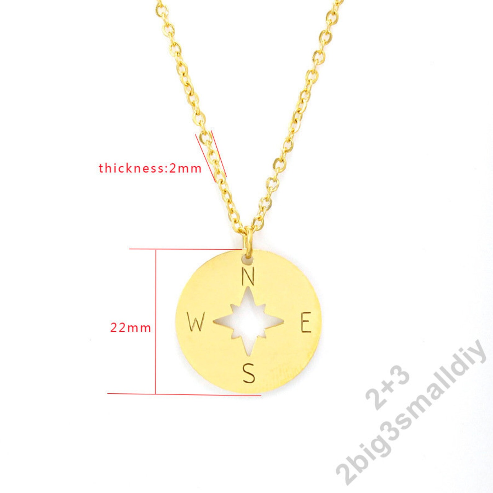 Gold Stainless Steel Compass Disc Charmhollow Out Compass - Etsy