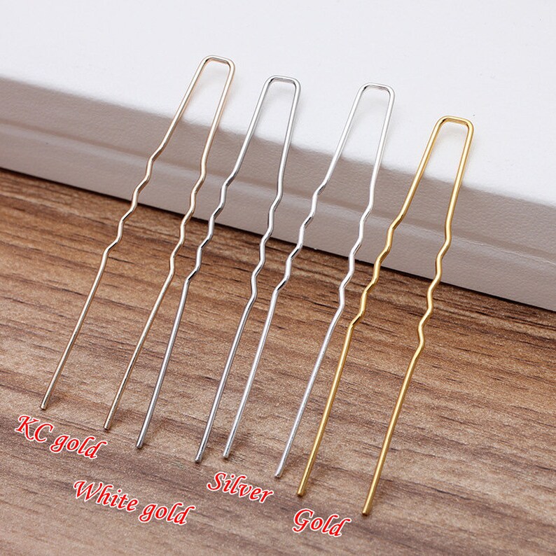50pcs 60mm gold U shape wavy hair fork charm diy hair | Etsy