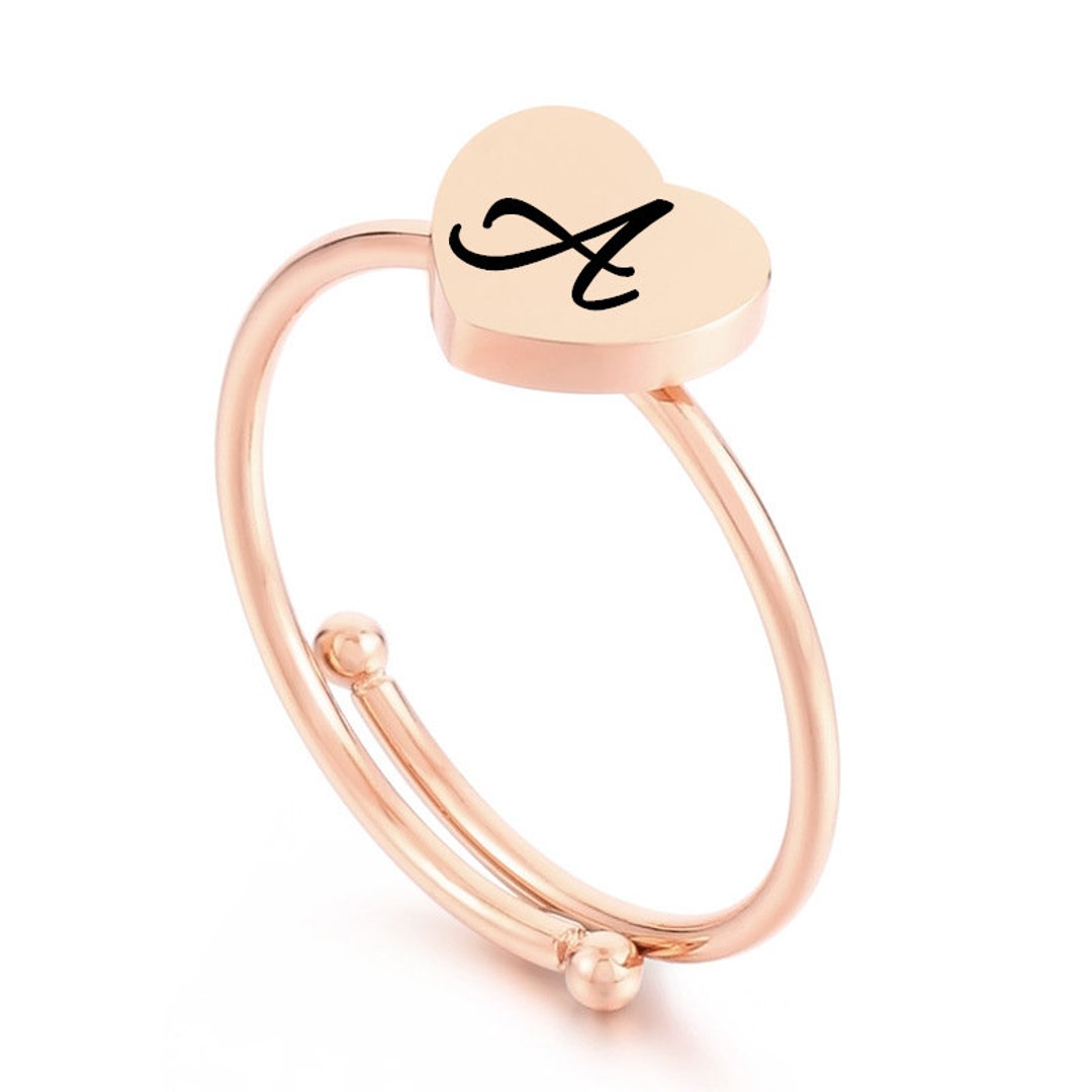 Personalized Initial Ring Custom Name Ring Engraved Initial Ring ...