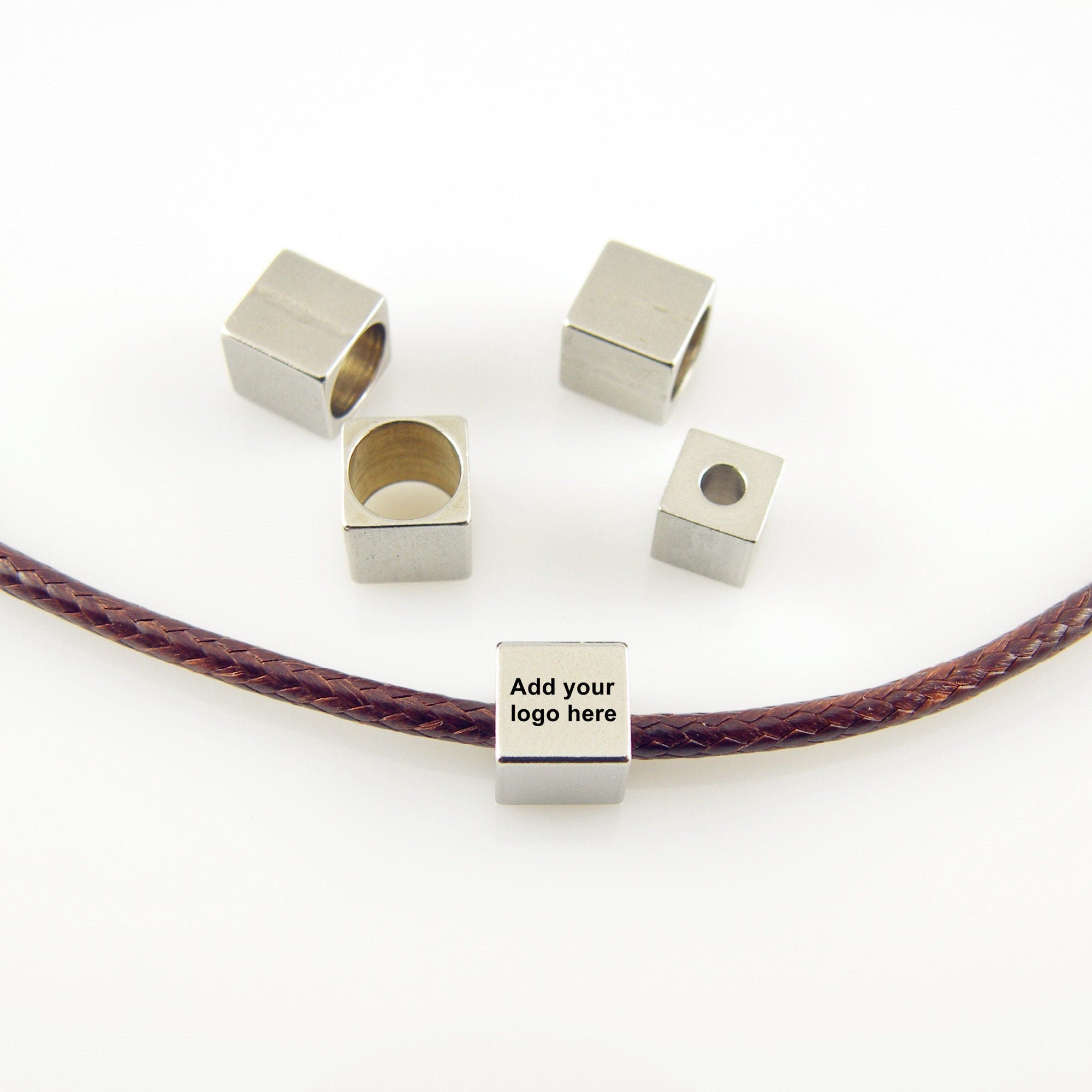 Personalized Square Spacer Bead Custom Text Beads Engraved | Etsy