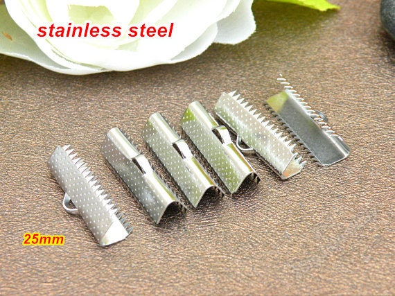 50 Pcs Stainless Steel Ribbon Crimp Ends Fasteners Clasp - Etsy