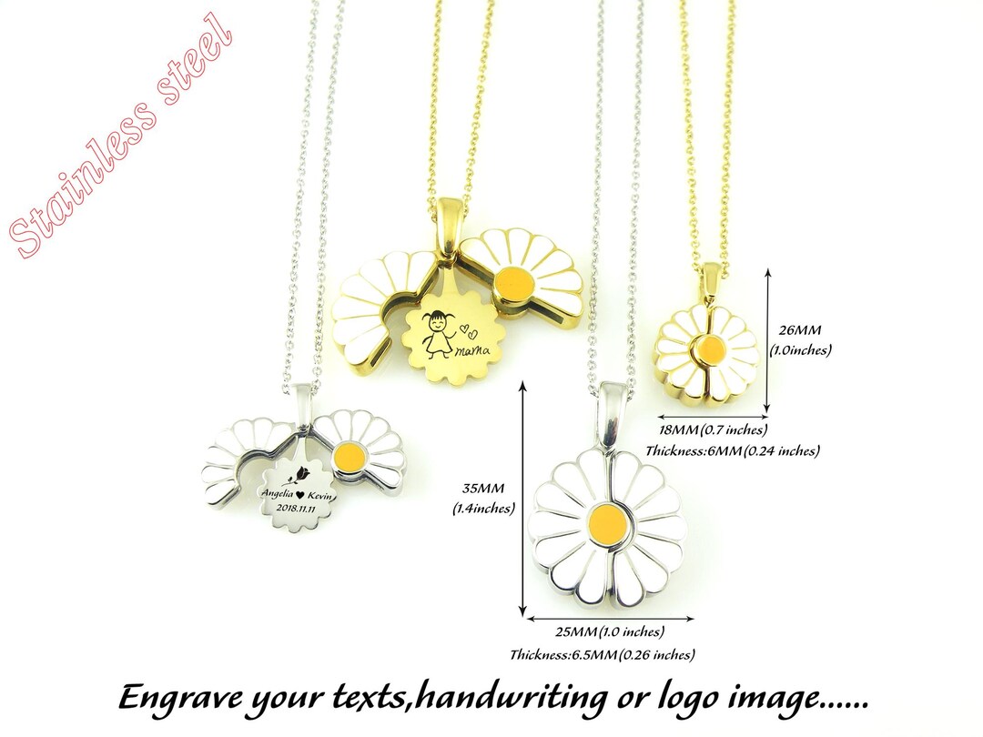 Personalized Openable Daisy Locket With Engraved Secret Message Custom ...