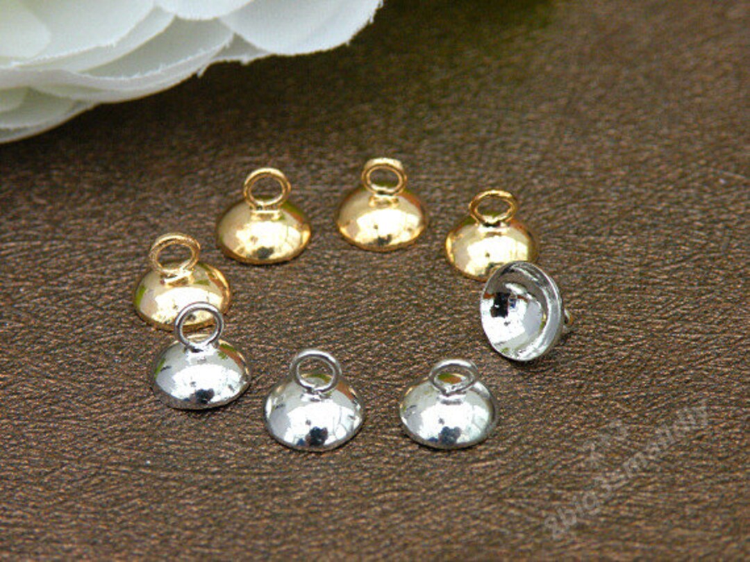30pcs 8mm White Gold Caps for Glass Globe Vials,glass Ball Caps,metal ...