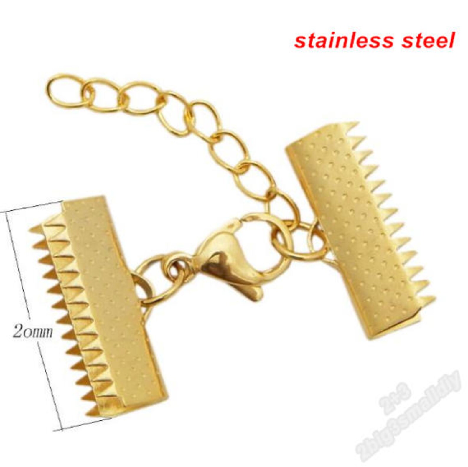 10 Sets of Stainless Steel Ribbon Crimp Ends With Extended Chain and ...