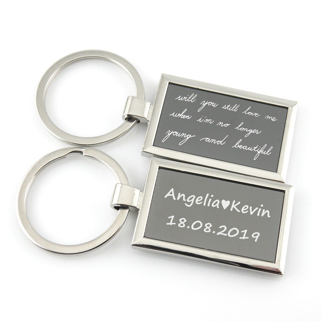 Personalized Handwriting Keychain Custom Photo Key Chain Engraved ...