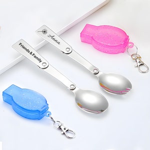 Personalized Folding Spoon Custom 304 Stainless Steel Spork Engraved ...