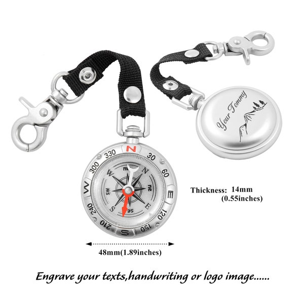 Engraved Compass Keychain - Etsy