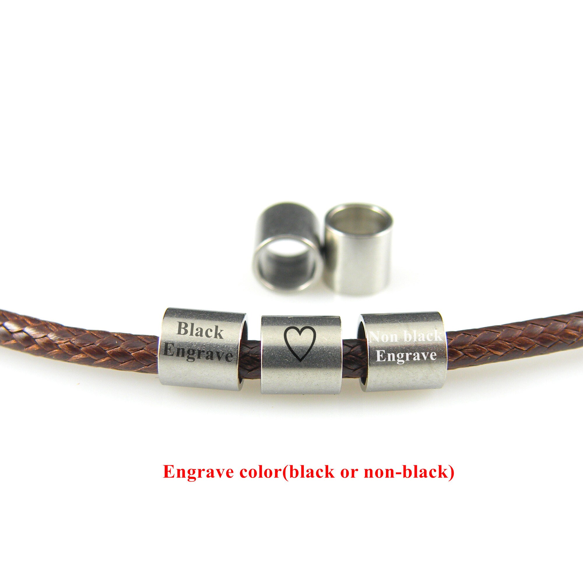 Personalized Cylinder Spacer Bead Custom Text Beads Engraved - Etsy