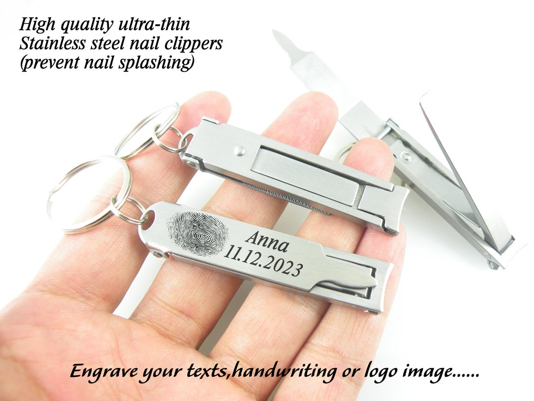 Personalized Nail Clippers Keychain Ultra Thin Stainless Steel Custom ...