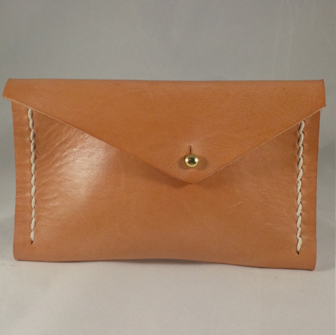 Women's Small Envelope Style Wallet Handmade Leather Natural Georgia ...