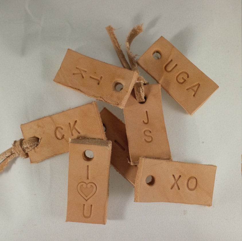 Initial Keychain Rectangle Monogram Keychain Leather Key | Etsy