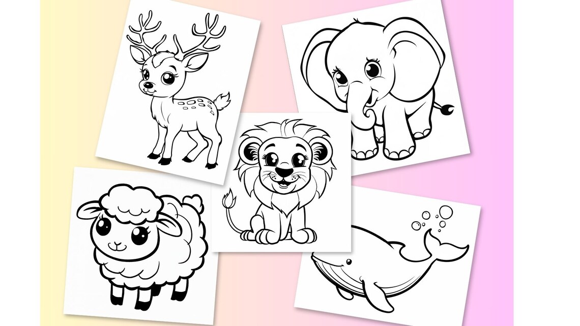 Kawaii Cute Animals Coloring Book for Kids 35 Pages Cute Coloring Book ...