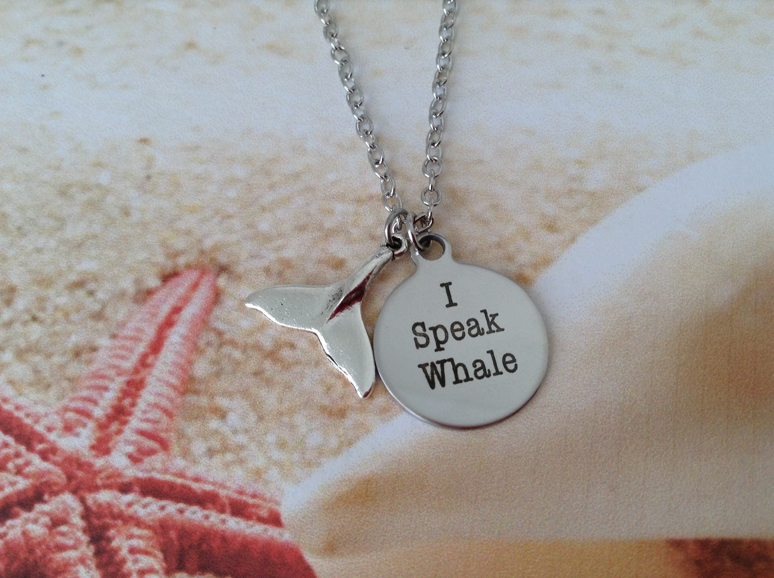 Nautical Stainless Steel Stamped I Speak Whale Disc Charm - Etsy