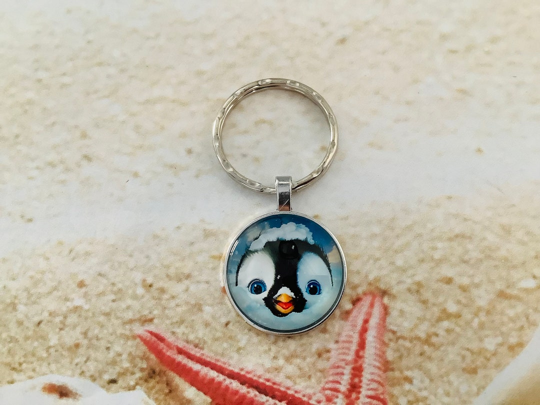Cute Penguin Art Design Glass Cabochon Silver Plated Round Setting Ring ...