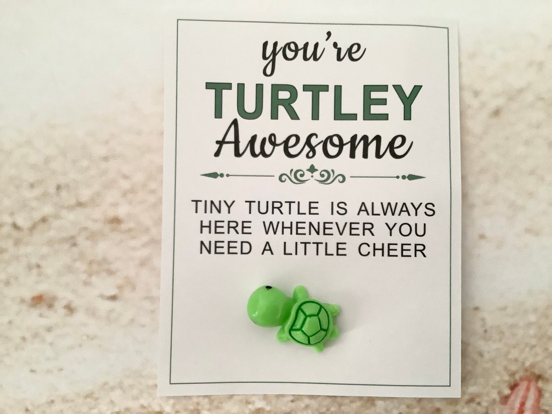 Turtley Awesome Tiny Green Resin Beach Turtle Sentiment Message Gift ...