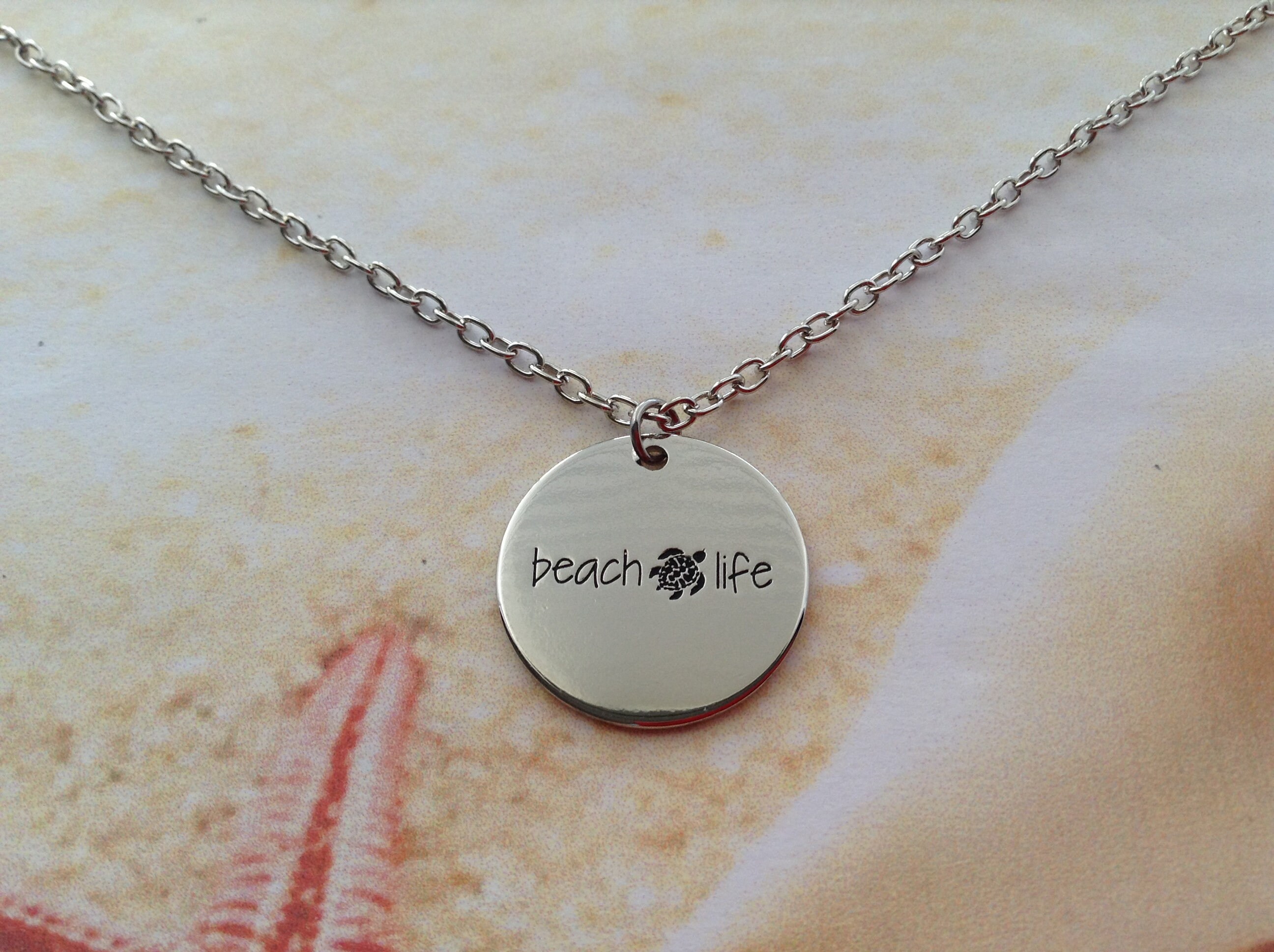 Nautical Beach Life Stainless Steel Engraved Word Disk Silver - Etsy