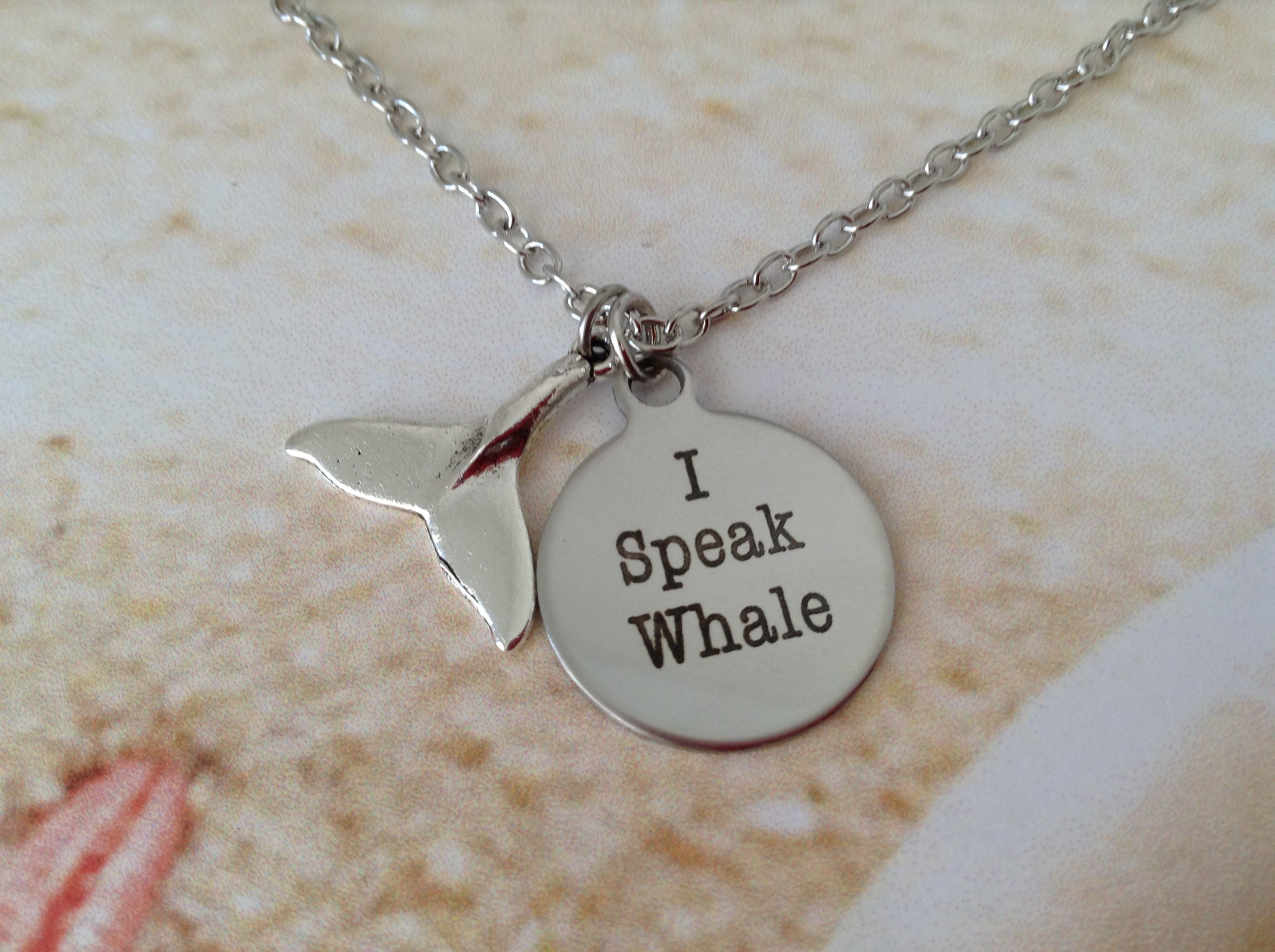 Nautical Stainless Steel Stamped I Speak Whale Disc Charm - Etsy