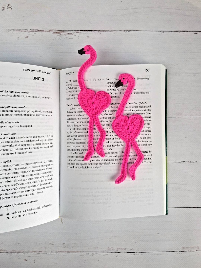 Pink Flamingo Bookmark. Handmade Crochet Page Marque - Etsy