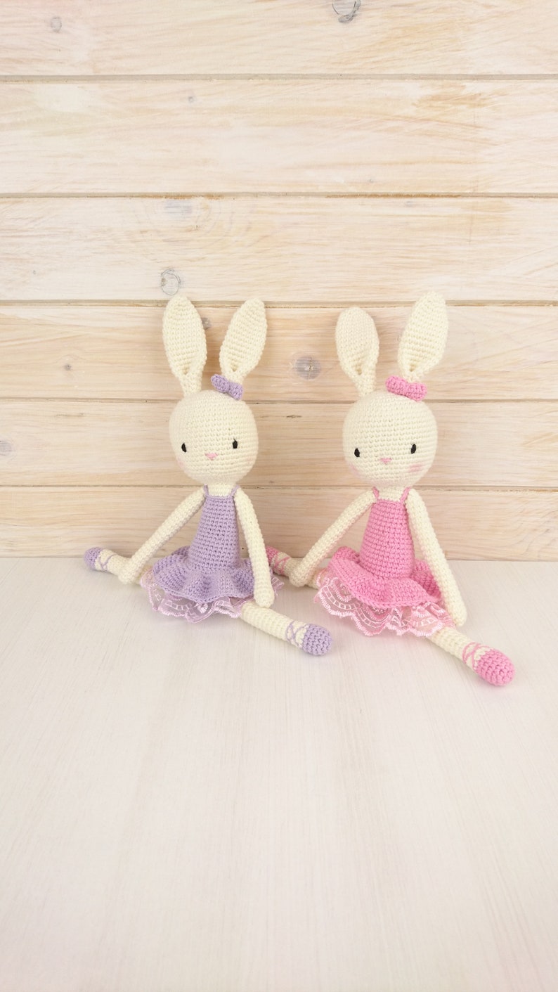 Ballerina bunny doll plush toy for dancer. Crochet purple & | Etsy