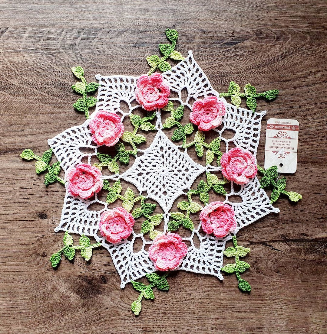 Roses Doily Lace - Coffee Geometric Coster in Shabby Cottage Style ...