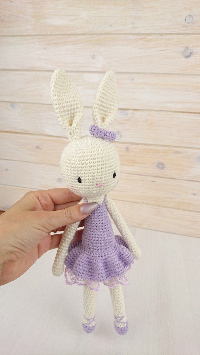 Ballerina bunny doll plush toy for dancer. Crochet purple & | Etsy
