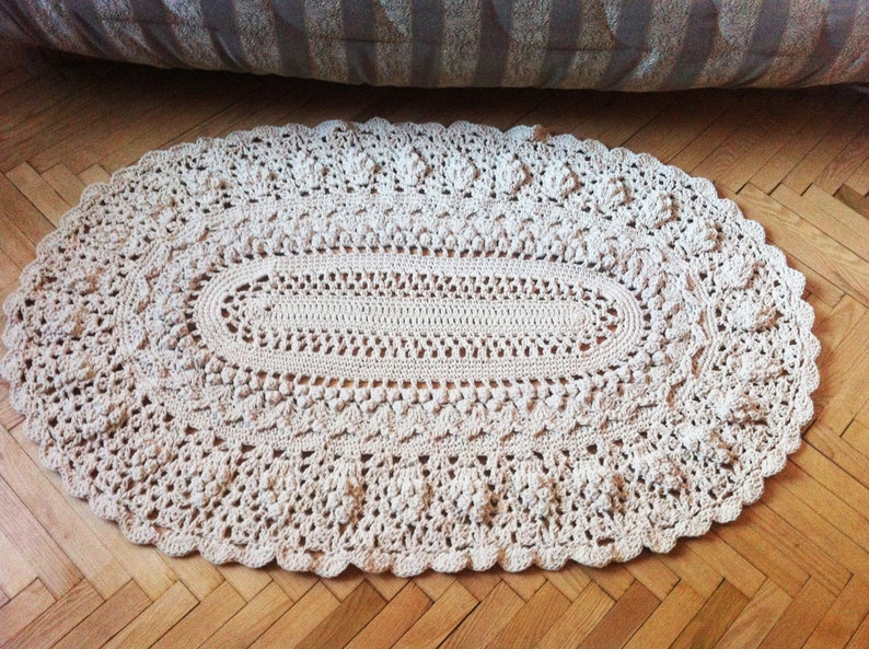 Crochet Oval Dolly Round Cotton Area Rug.living Room Rug - Etsy