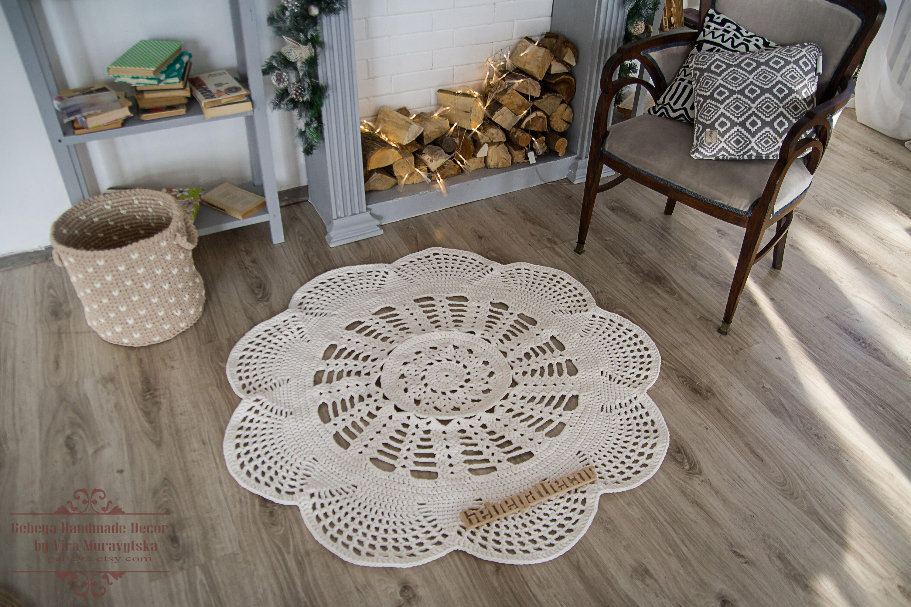 Area Rug Crochet Carpet Cotton Area Farmhouse Rug EMILY - Etsy