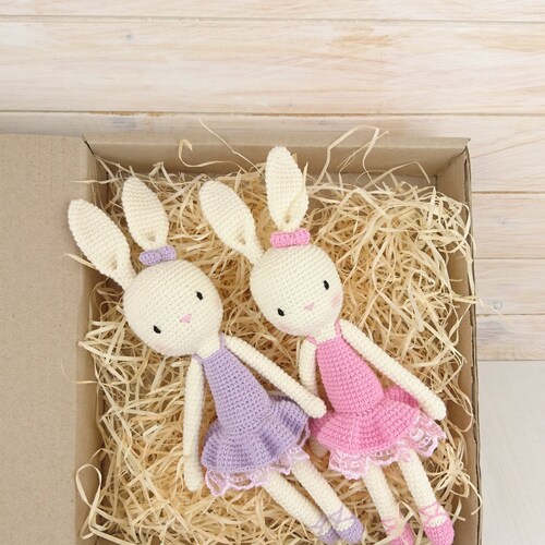 Ballerina Bunny Doll Plush Toy for Dancer. Crochet Purple & - Etsy