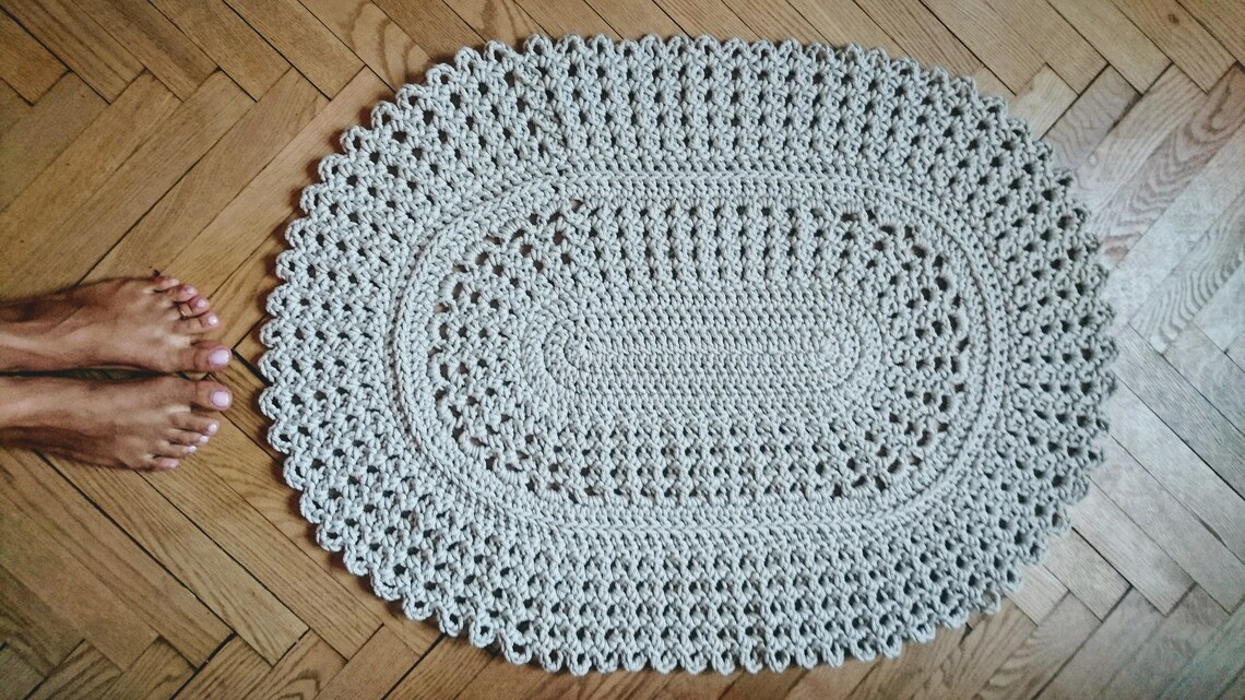 Crochet Oval CASSIC Rug Nursery Carpet Small Rug Floor Lace - Etsy