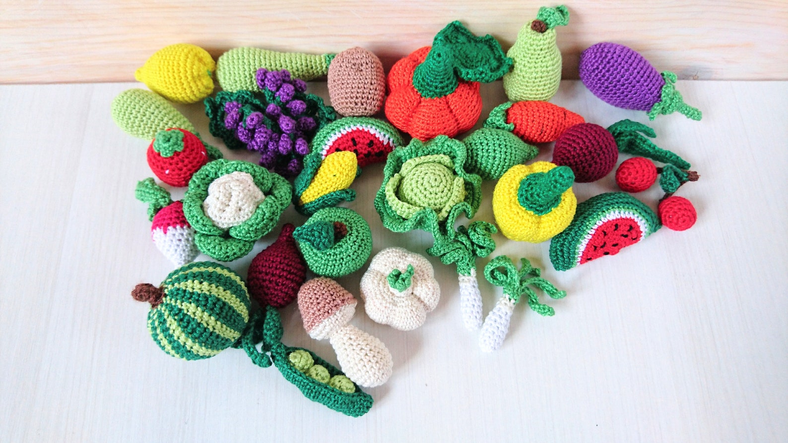 Play Food Set of 30 Crochet Kitchen Fruit and Vegetables - Etsy