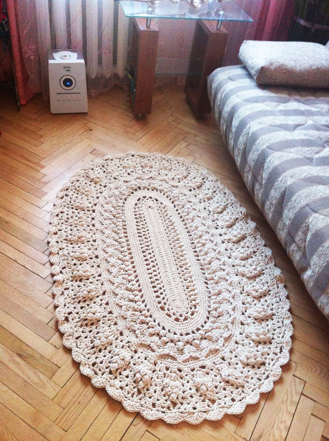 Crochet Oval Dolly Round Cotton Area Rug.living Room Rug - Etsy