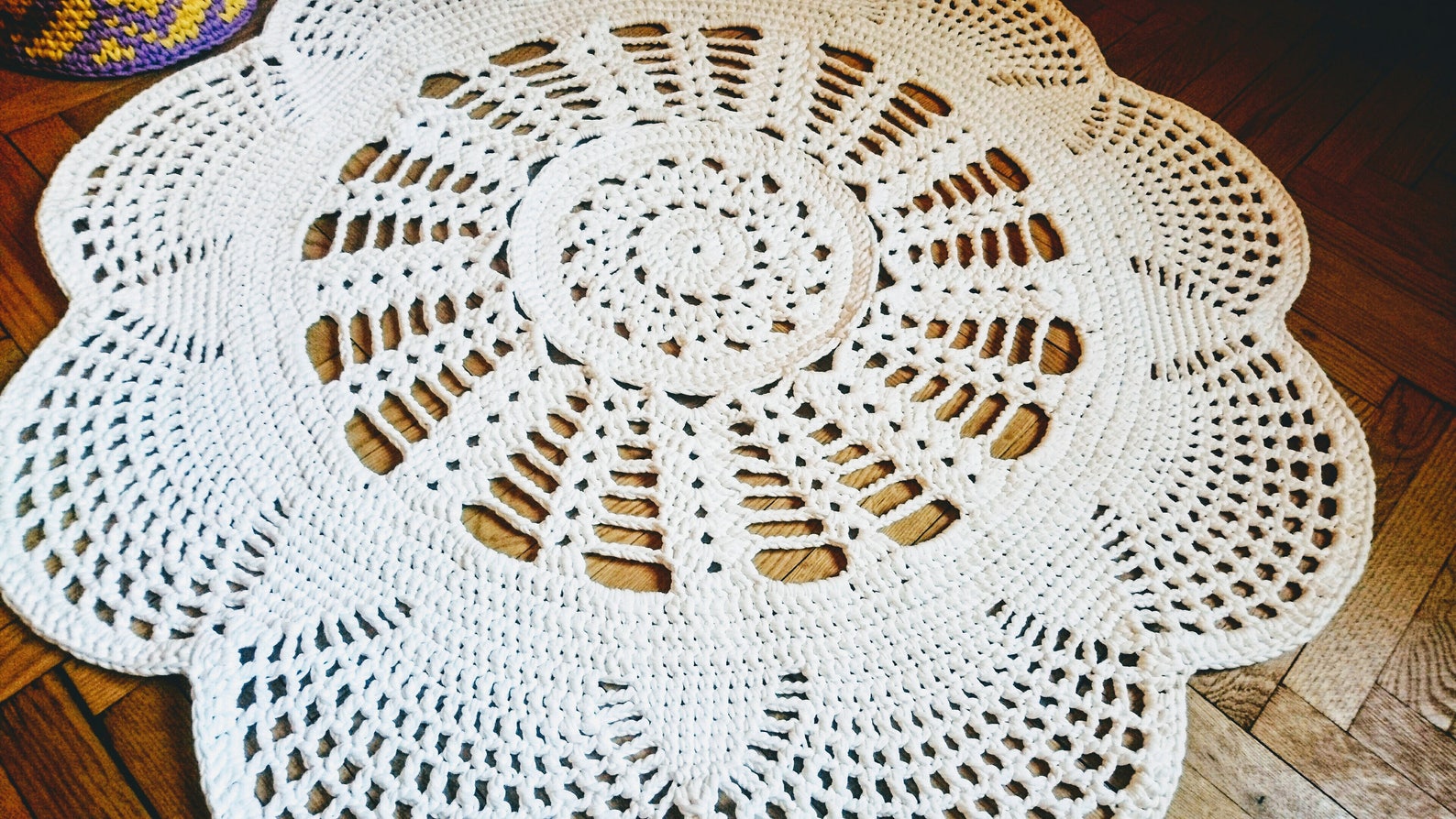 Area Rug Crochet Carpet Cotton Area Farmhouse Rug EMILY - Etsy