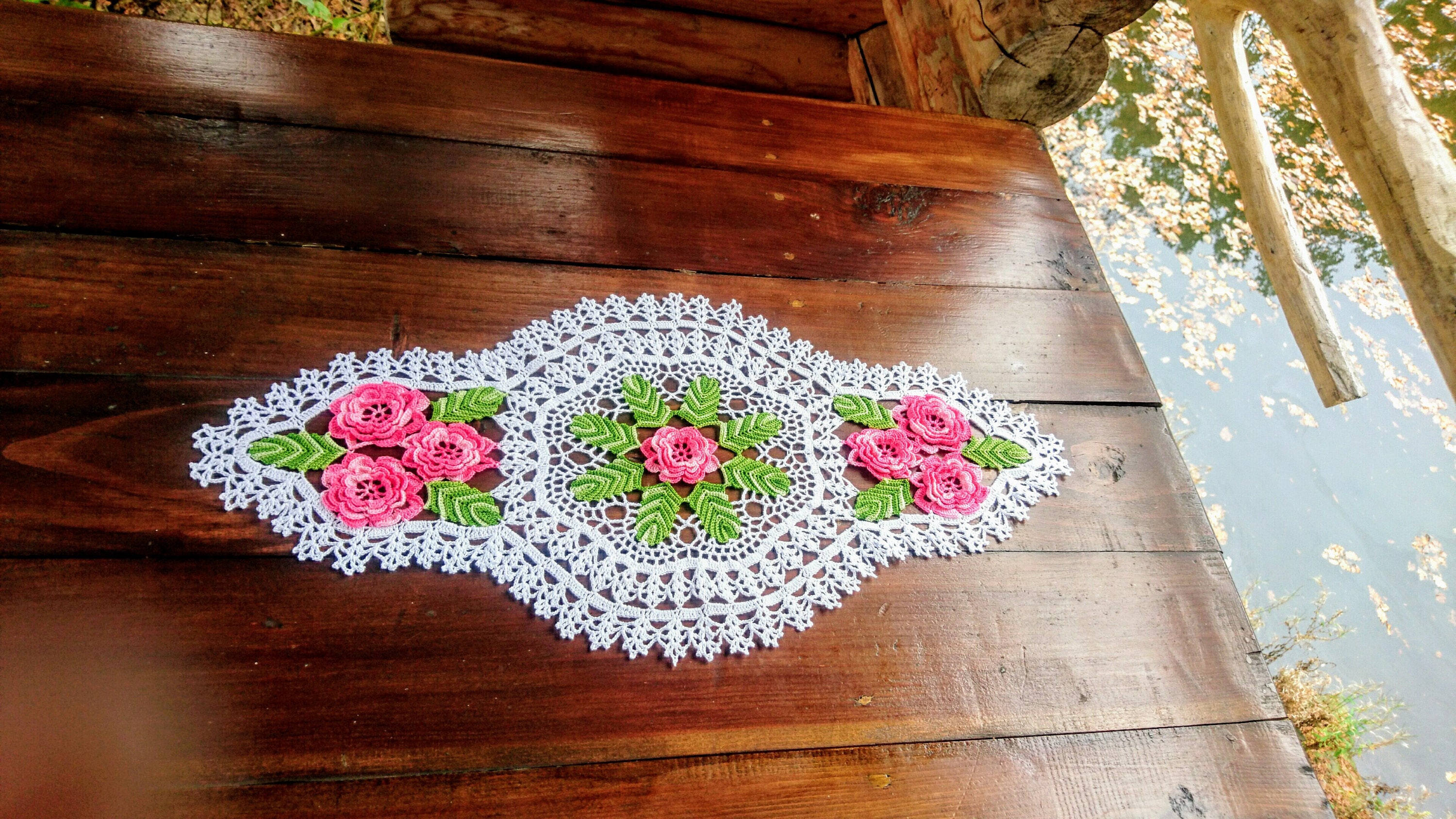 Crochet Doily Table Runner Rose Paradise Serving Textured - Etsy