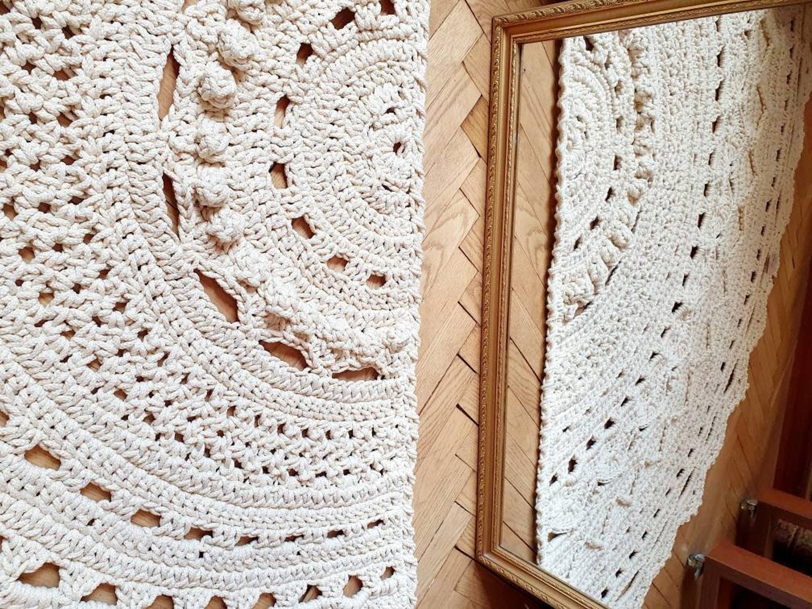 Half Circle Rug 4x7 Large Accent Mandala Mat. Lace Half Round - Etsy