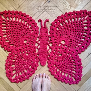 Many Colors Butterfly Crochet Rag Rug 39 In. Perfect Bed Side Doily ...