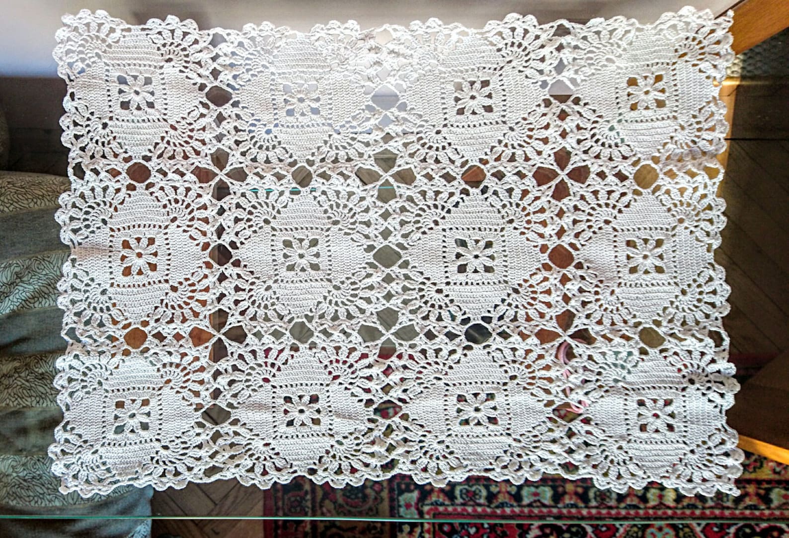 Large Rectangle Vintage Style Crochet Doily Beauty Handmade | Etsy