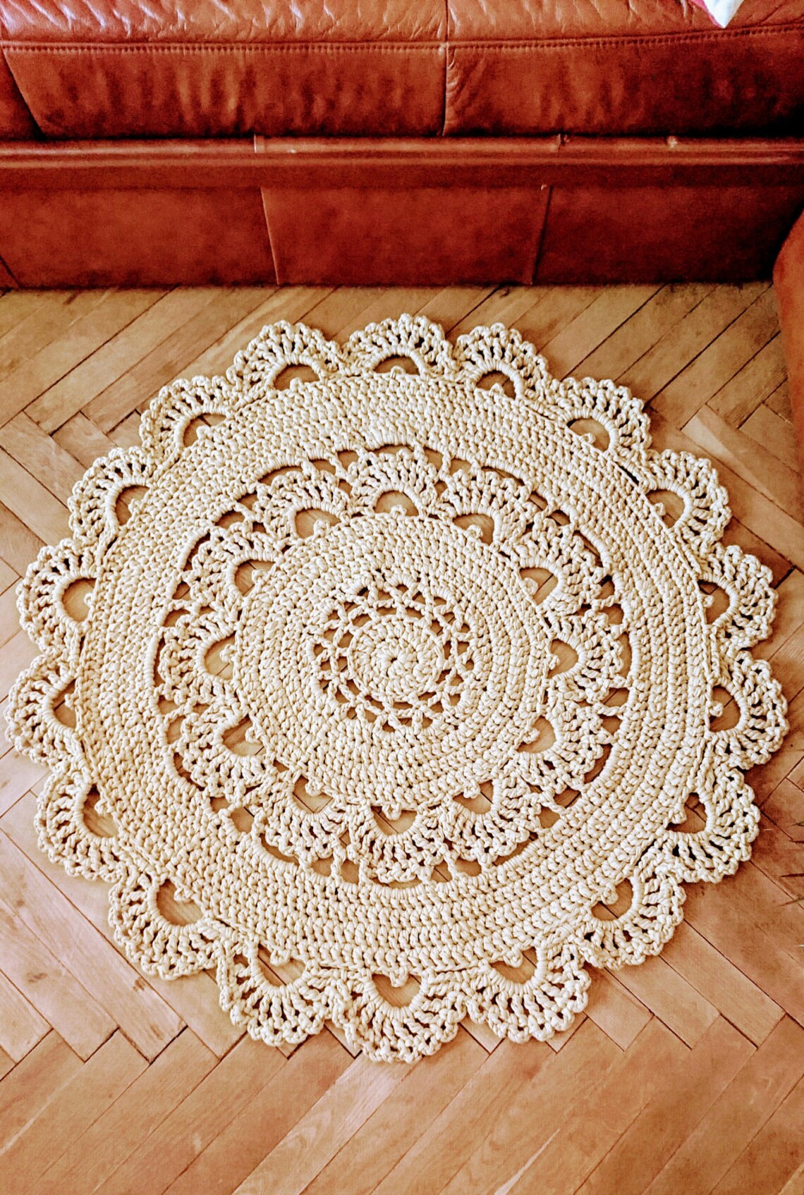 Crochet Round Rug FELICIA Cm Bed Side Baby Area Rug Floor Lace - Etsy