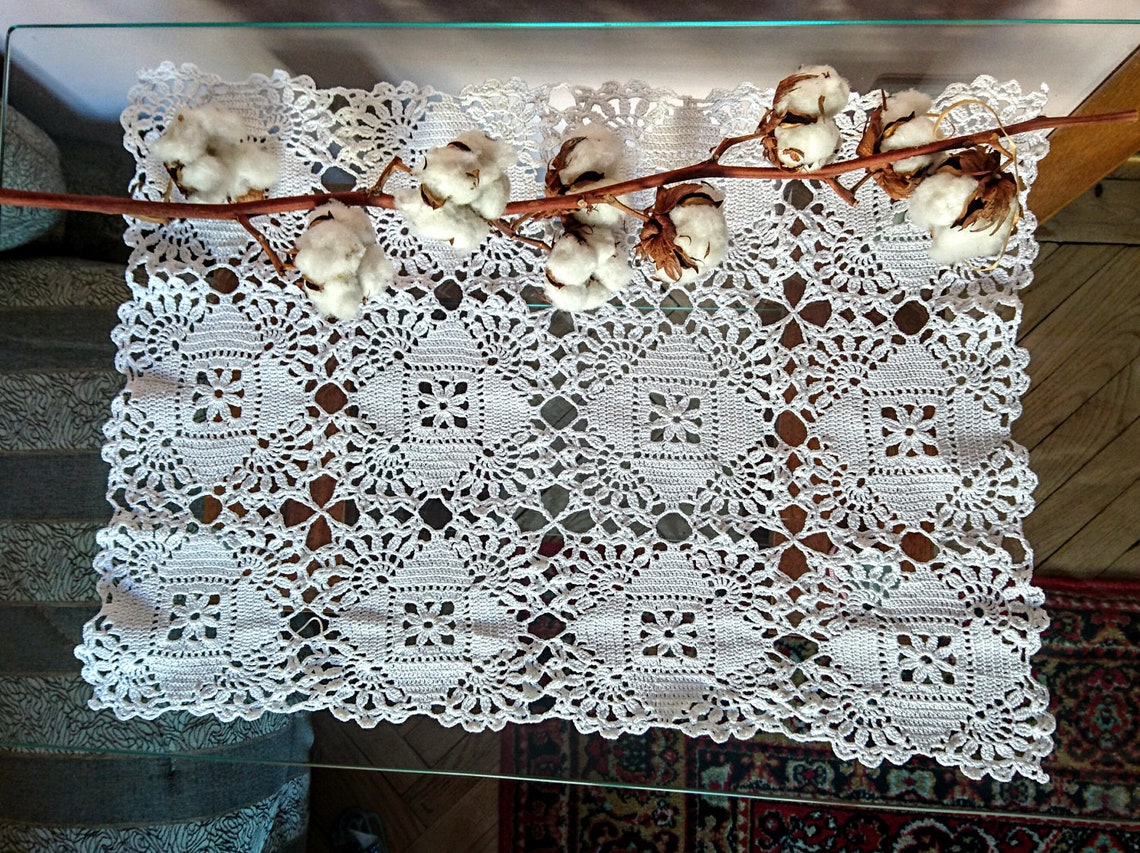 Large Rectangle Vintage Style Crochet Doily Beauty Handmade | Etsy