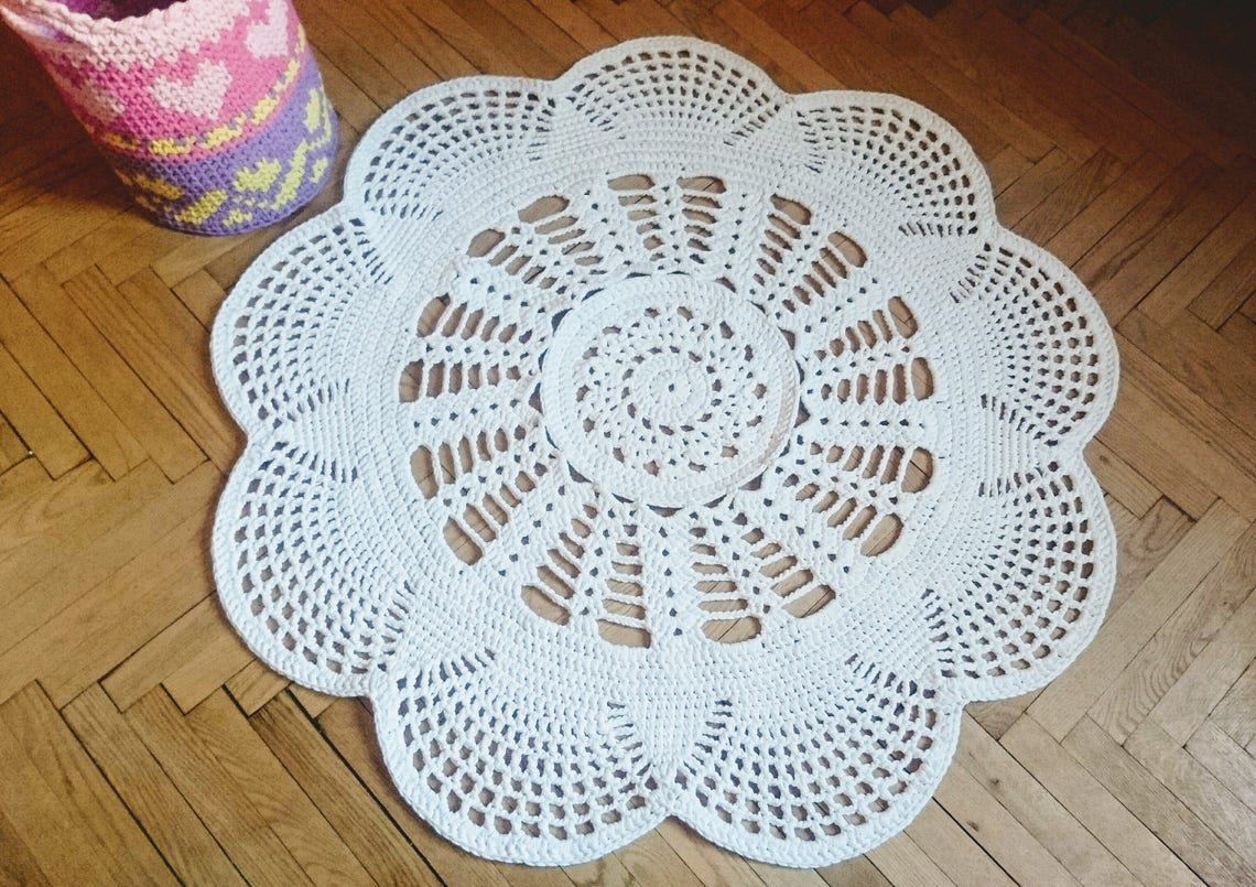 Area Rug Crochet Carpet Cotton Area Farmhouse Rug EMILY - Etsy