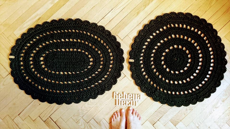 Small Crochet Round Rug Floor Lace Bedside Accent Mini | Etsy