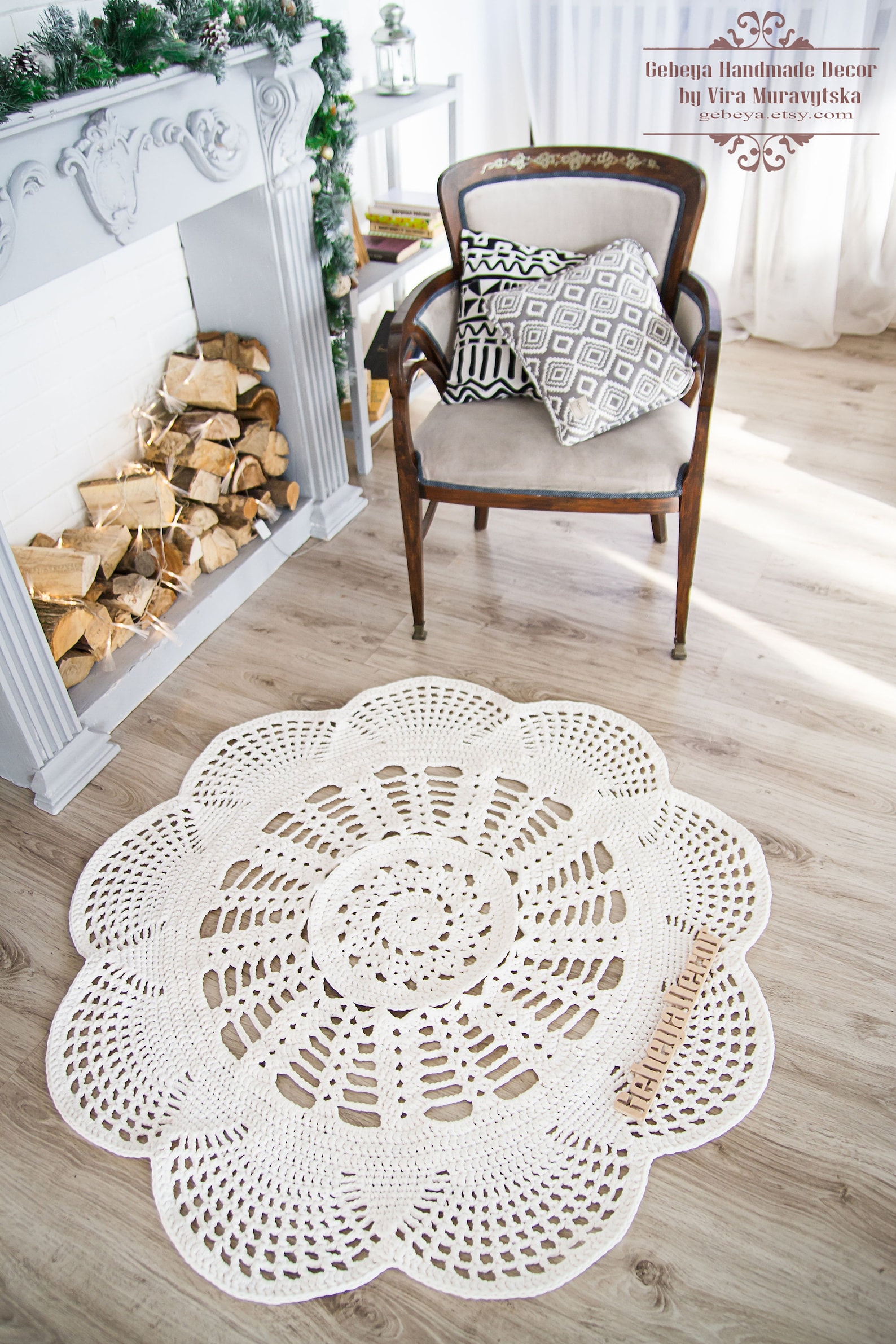 Area Rug Crochet Carpet Cotton Area Farmhouse Rug EMILY - Etsy