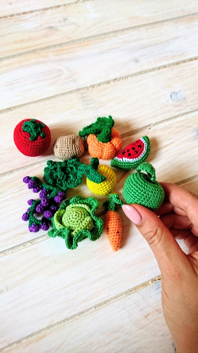 Play Food Set of 30 Crochet Kitchen Fruit and Vegetables - Etsy