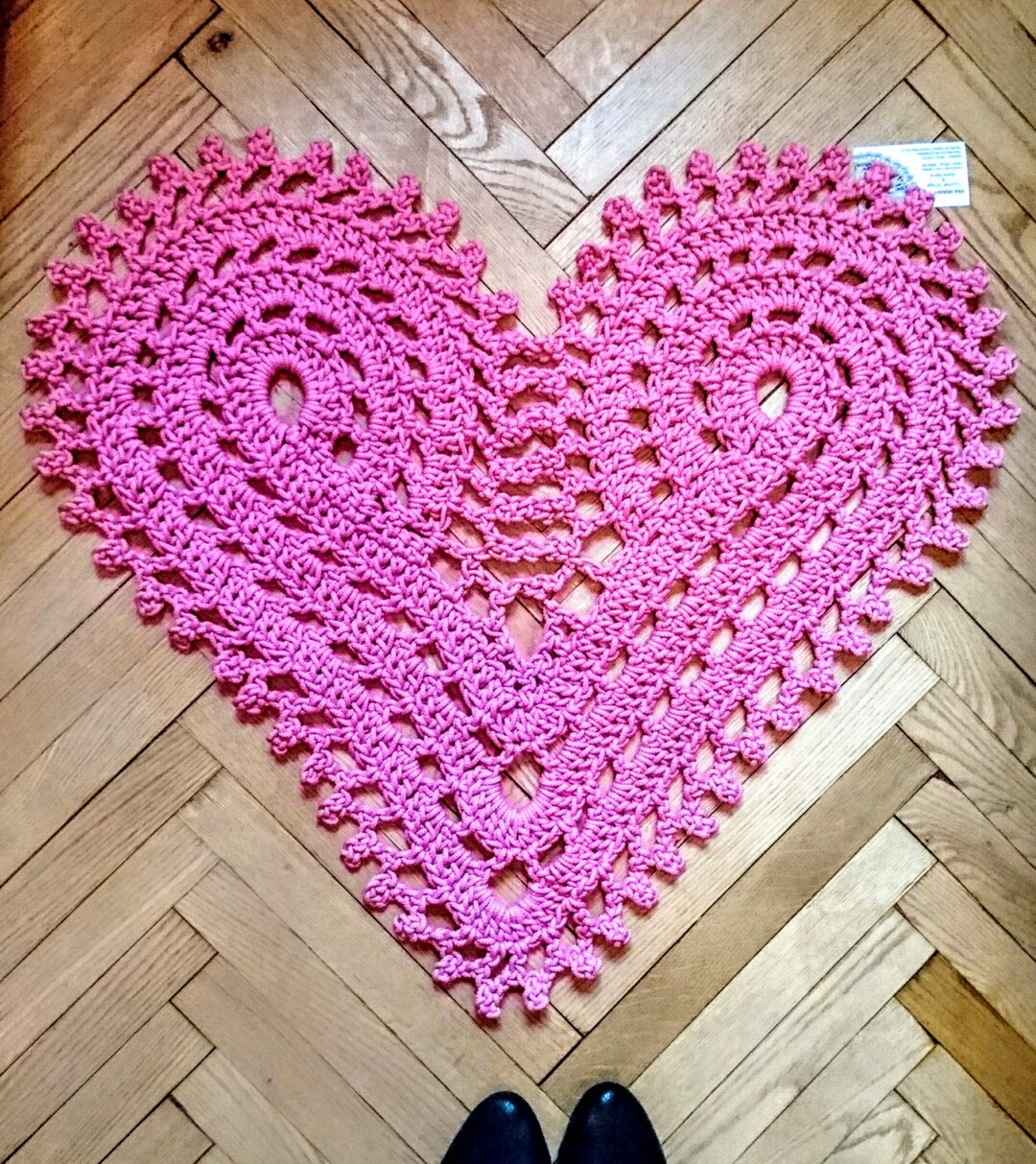 Many Colors Love Crochet Rug Heart 24 In. Perfect Valentine Day Gift ...