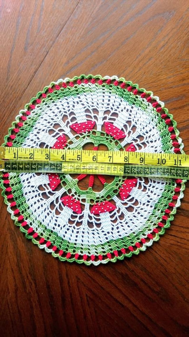 Fly Agaric Lace Mushroom Crochet Doily Kitchen Decoration. - Etsy