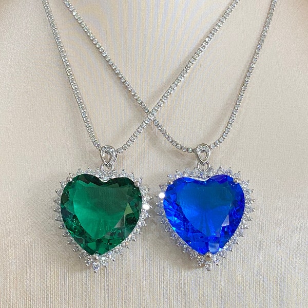 Blue Heart Necklace - Etsy