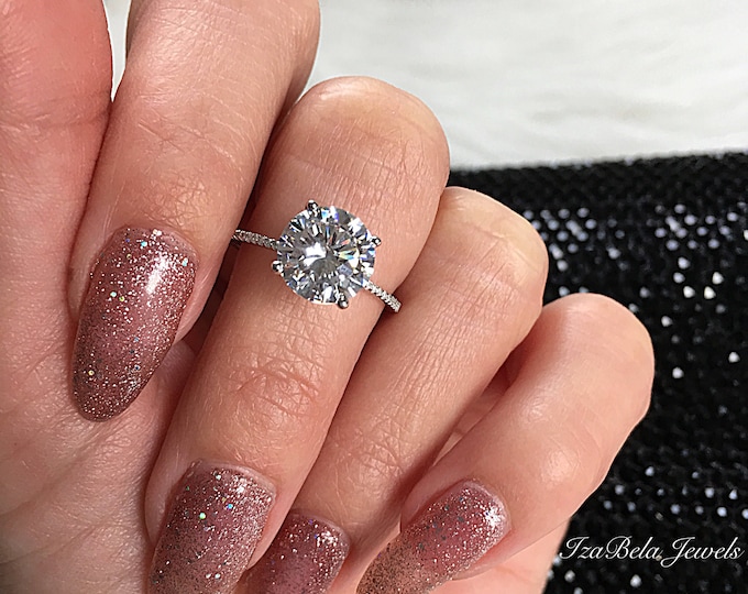 Joy Ring. 925 Sterling Silver and High Shine 3 Carat Cubic Zirconia ...